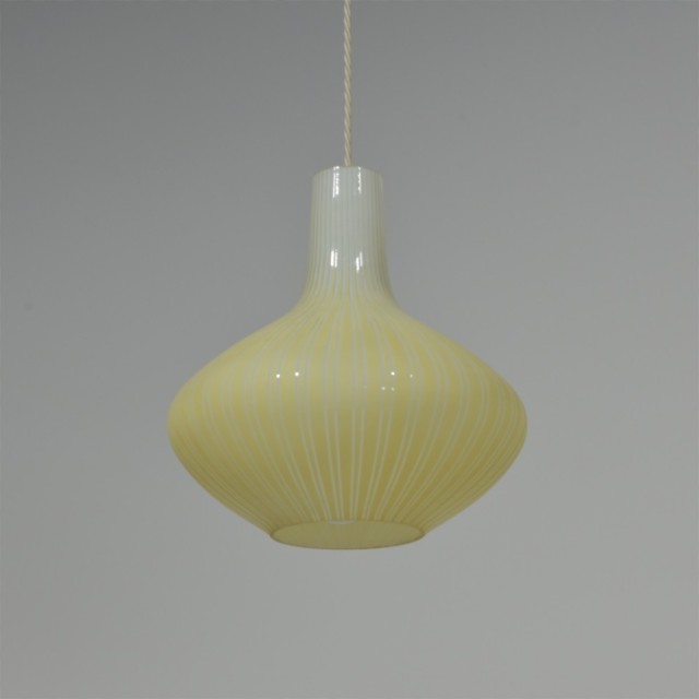Antique & Reclaimed Yellow Striped "Onion" Pendant Lights- SalvoWEB UK
