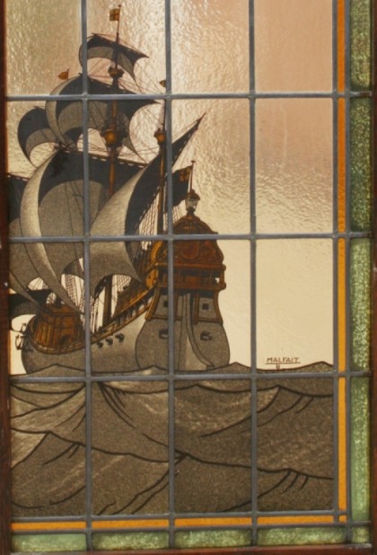 Antique & Reclaimed Set 3 Leaded Hand Painted Stained Glass Windows ...