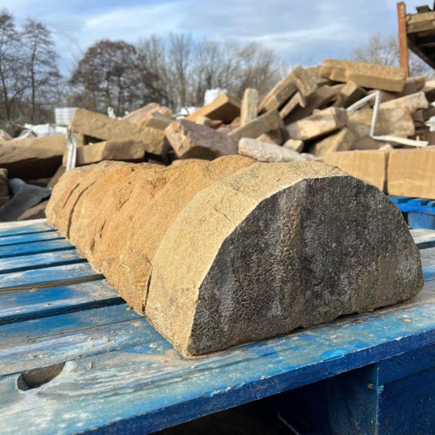 Antique & Reclaimed New Saddleback Natural Stone Half Round Wall Coping ...