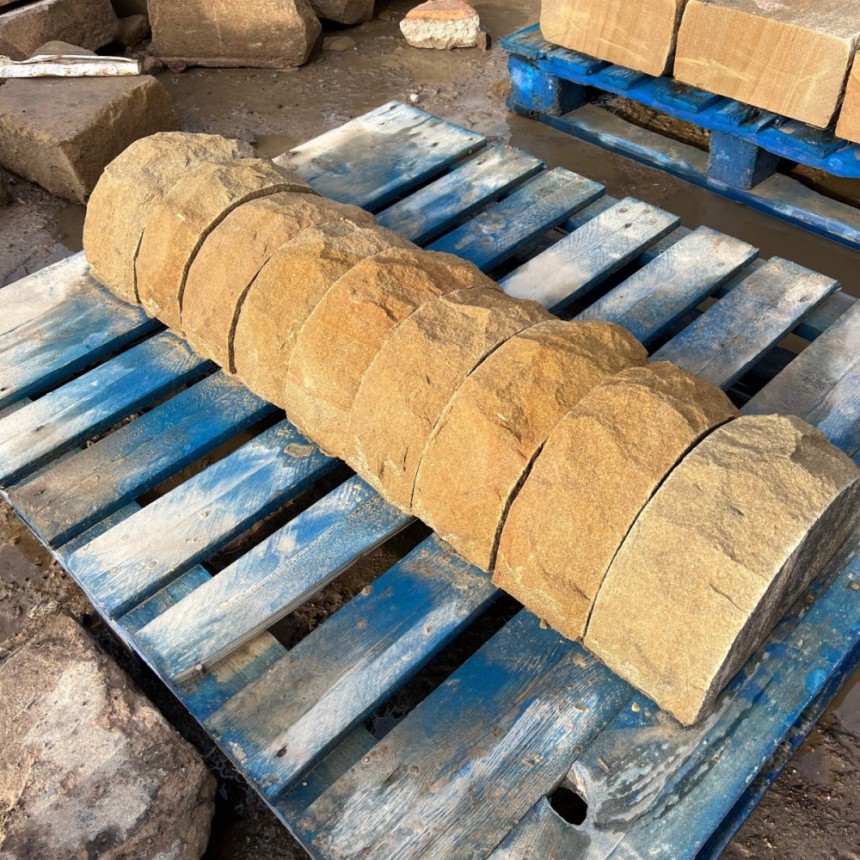 Antique & Reclaimed New Saddleback Natural Stone Half Round Wall Coping ...