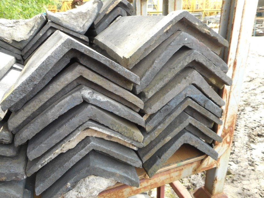 Antique & Reclaimed Used Grey / Blue Capped Angle Roof Ridge Tile ...