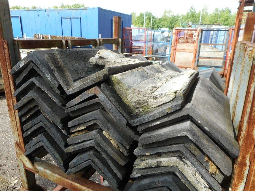 Antique & Reclaimed Used Grey / Blue Capped Angle Roof Ridge Tile ...