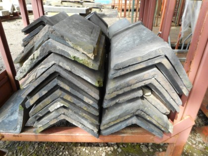 Antique & Reclaimed Used Grey Capped Angle Roof Ridge Tile- SalvoWEB UK
