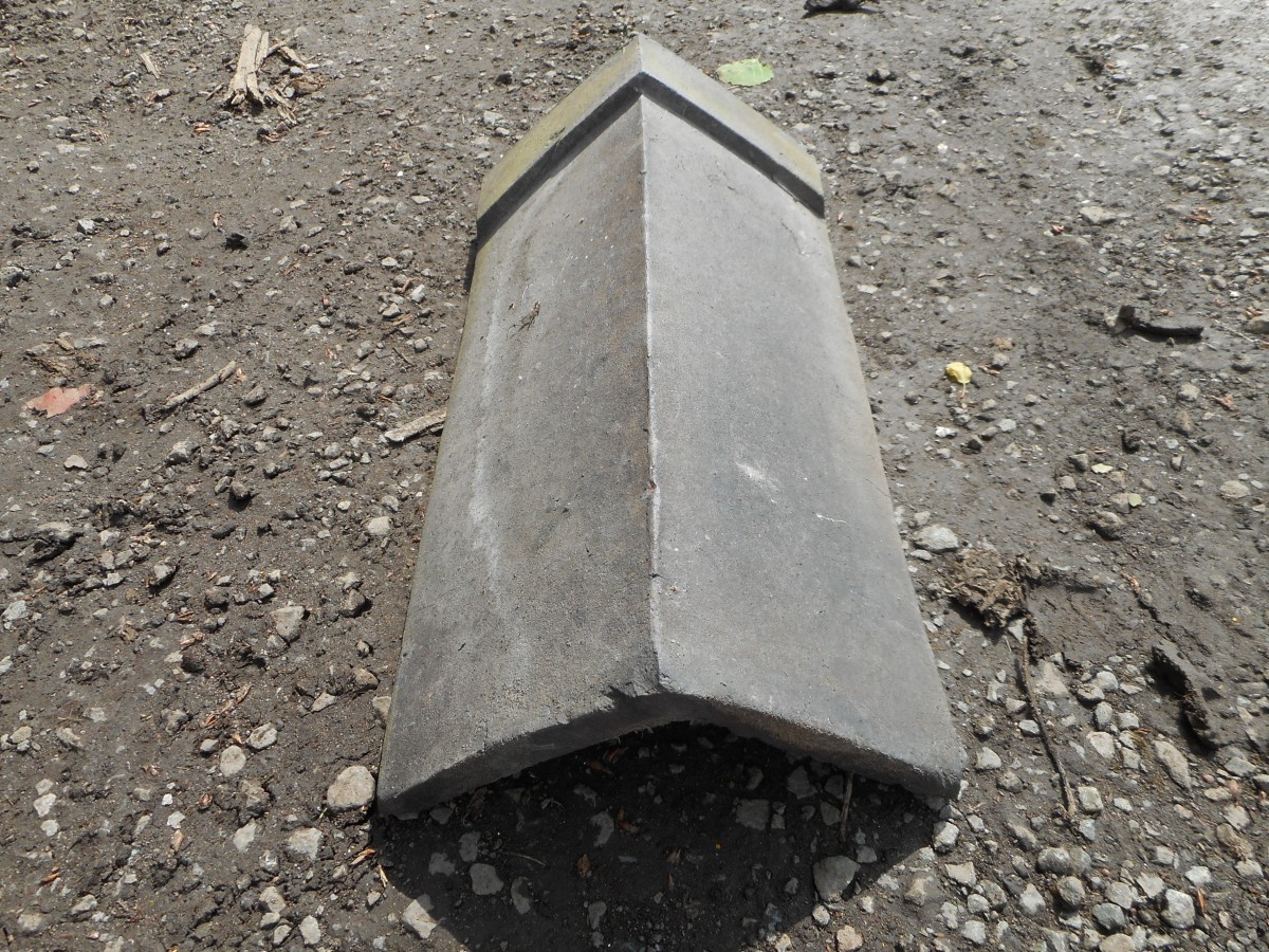 Antique & Reclaimed Used Grey Capped Angle Roof Ridge Tile- SalvoWEB UK