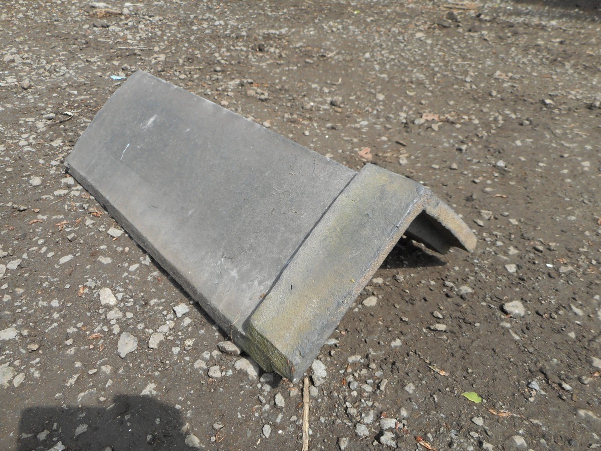 Antique & Reclaimed Used Grey Capped Angle Roof Ridge Tile- SalvoWEB UK