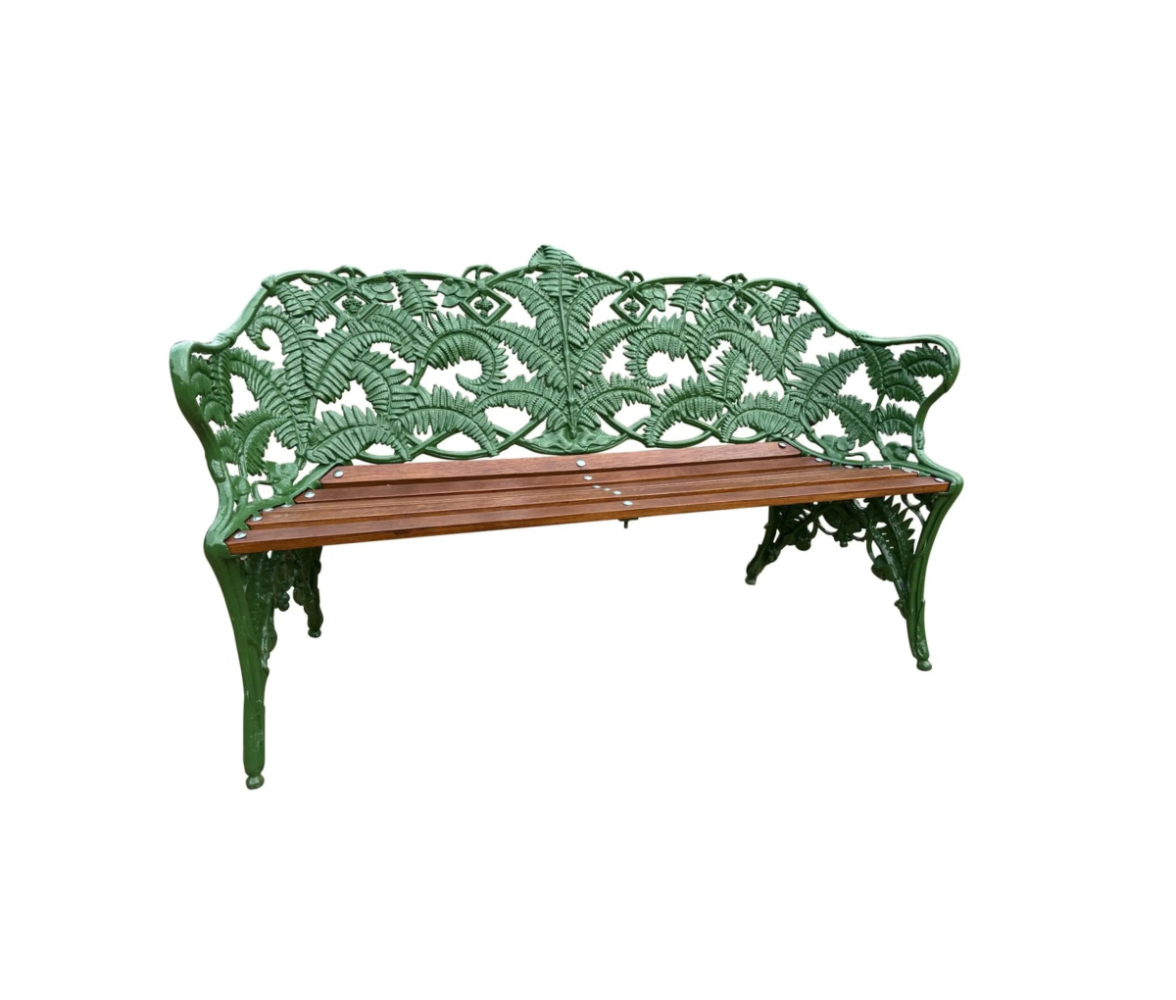 Antique & Reclaimed Coalbrookdale Cast Metal Fern and Blackberry Bench ...