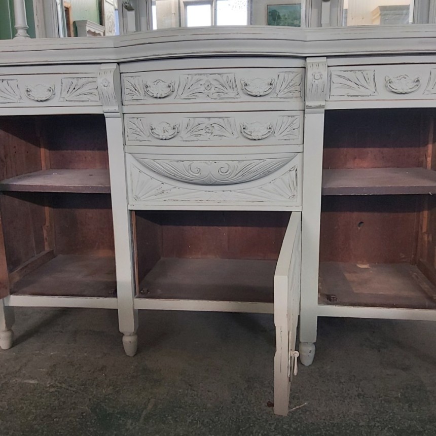 Recraft & Upcycled Refurbished ornate carved wooden mirrored sideboard ...