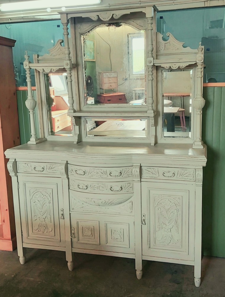 Recraft & Upcycled Refurbished ornate carved wooden mirrored sideboard ...