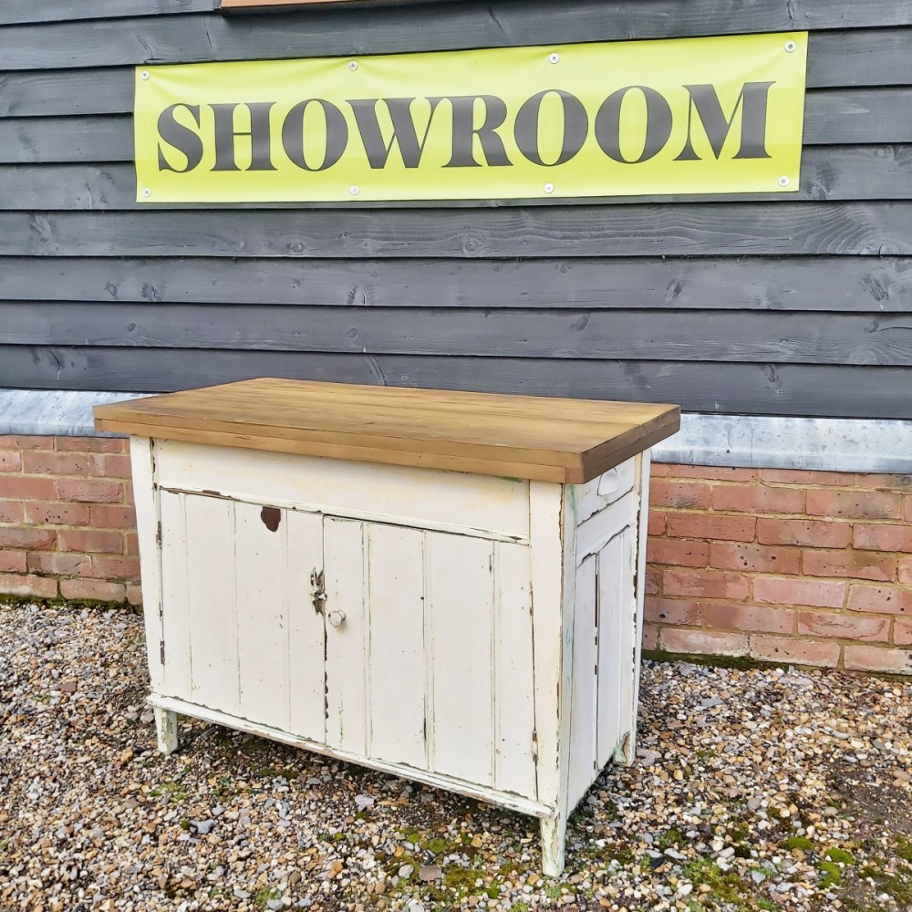 Antique & Reclaimed Old chippy painted rustic wooden cupboard with 1 ...
