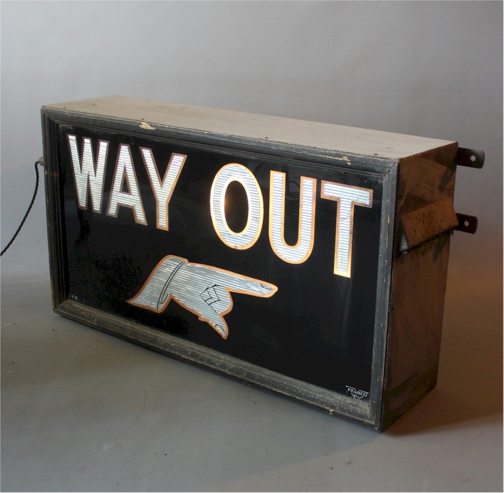 Antique & Reclaimed Early 20th century illuminated Way Out sign by ...