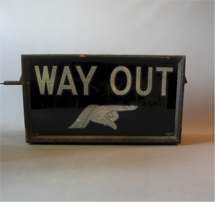 Antique & Reclaimed Early 20th century illuminated Way Out sign by ...