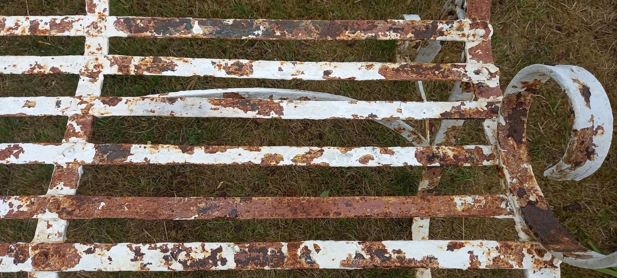 Antique & Reclaimed Antique wrought iron strapwork garden bench ...