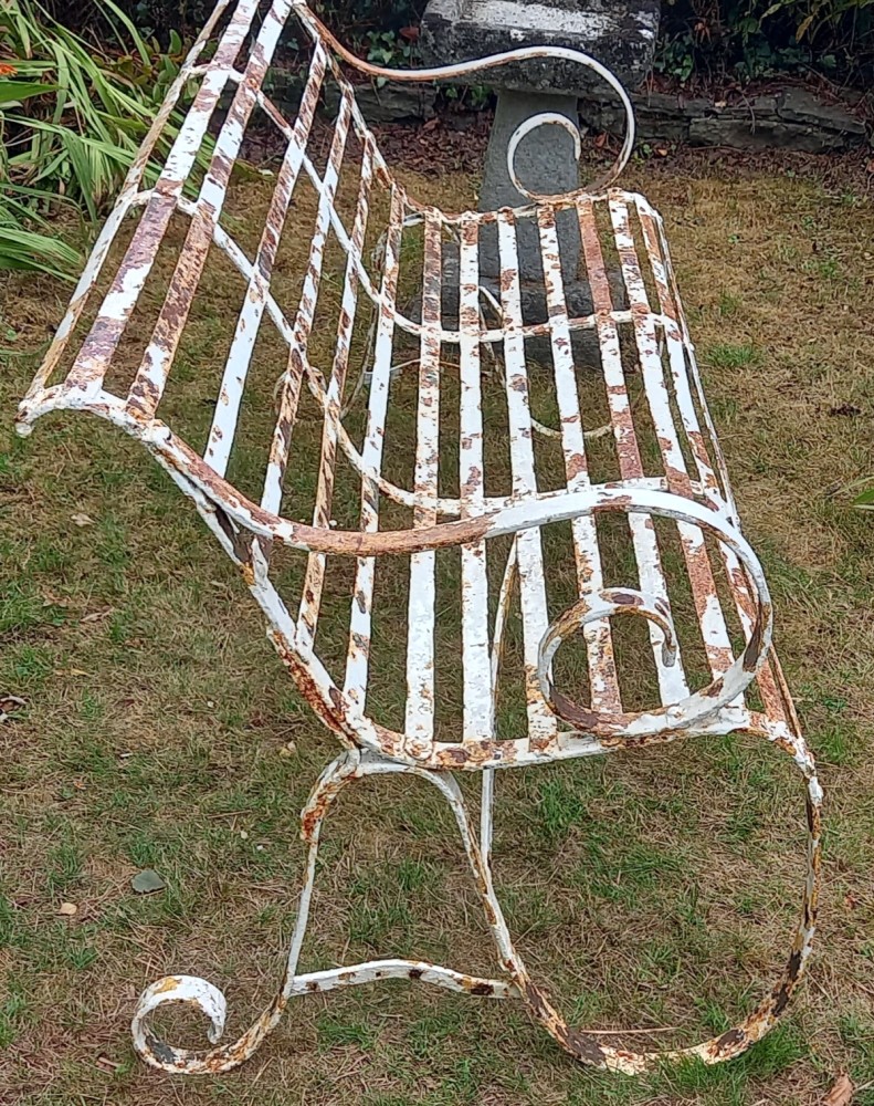 Antique & Reclaimed Antique wrought iron strapwork garden bench ...