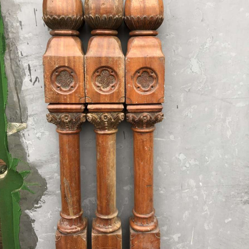 Antique & Reclaimed Victorian mahogany newel posts- SalvoWEB UK