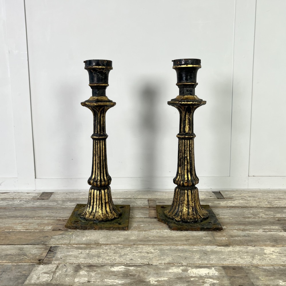 Antique & Reclaimed Pr. Victorian Cast Iron Lantern Bases- SalvoWEB UK