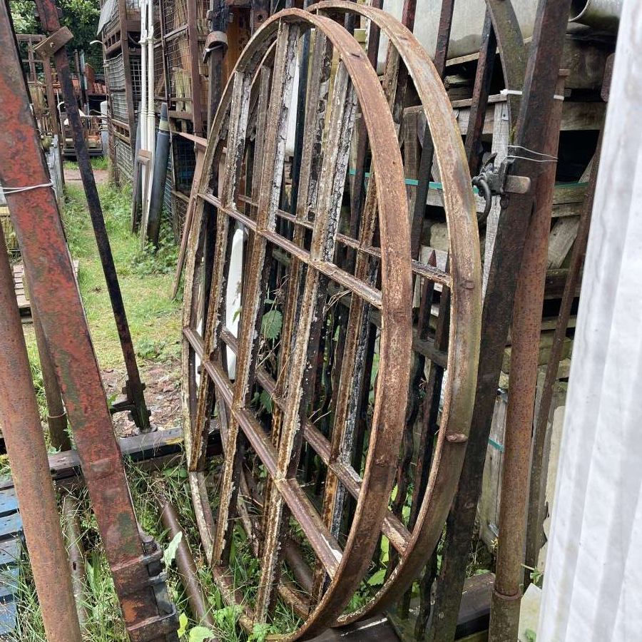 Antique & Reclaimed Pair of wrought iron Round Window Frames - SalvoWEB UK