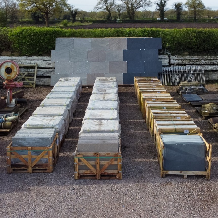 New & Repro New: Black Riven Slate Paving - by the crate- SalvoWEB UK