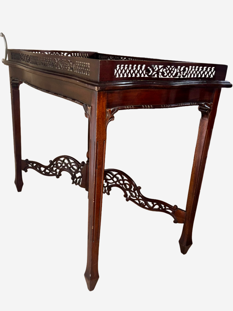 Antique & Reclaimed Chippendale Revival Galleried Silver Display Table ...