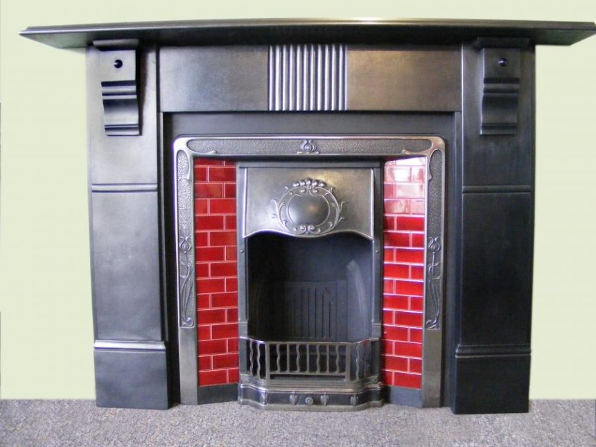 Antique & Reclaimed Victorian slate fire surround + Victorian tiled ...