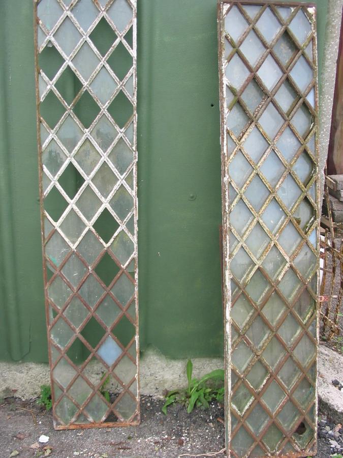 Antique & Reclaimed Diamond Paned Cast Iron Windows x 4- SalvoWEB UK